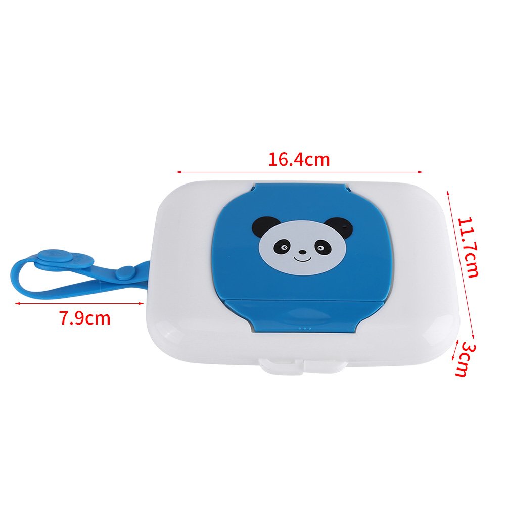 Wet Wipes Storage Box, Outdoor Travel Stroller Wet Wipes Dispenser Refillable Container Carrying Holder for Home Outdoor Travel(White + Blue)