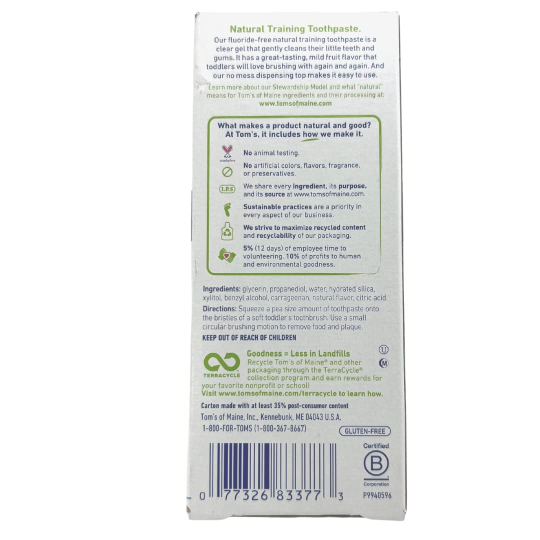 Dauntless Merch Easy to Grip Baby Toothbrush, and Fluoride Free Toddler Training Toothpaste, Mild Fruit Flavor, 1.75 oz. Starter Set.