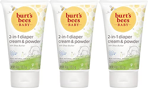 Burt's Bees Baby Daily Cream to Powder, Talc-Free Diaper Rash Cream - 4 Ounce (Pack of 3)