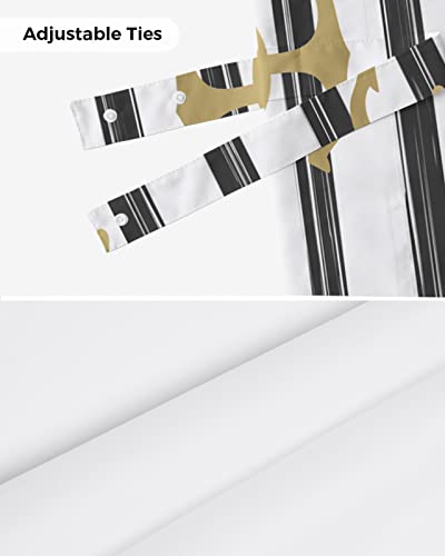 Tie Up Valance for Kitchen Windows, Nautical Theme Gold Anchor Tie-up Curtain Shade Valances 54x18In 1 Panel Rod Pocket Short Curtains Window Treatment for Living Room Home Decor Black White Stripes