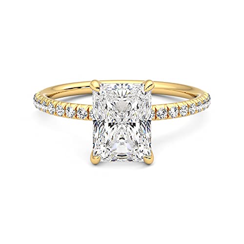 CUSTOMIZE JEWELS 1.50 Carat- 8x6 MM Radiant Cut Solitaire Moissanite Engagement Ring In 14k Gold with Accent Stone For Women,D-VVS1 (14k White Gold, 5.5)