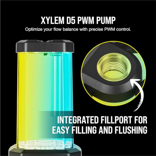 Corsair Hydro X Series XD5 RGB Pump/Reservoir Combo - D5 PWM Pump - 330ml Reservoir - Ten Individually Addressable RGB LEDs - Temperature Sensor - Black