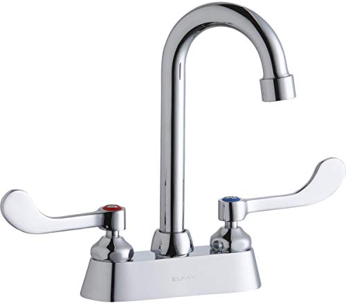 Elkay LK406GN04T4 Centerset Exposed Deck Faucet with 4" Gooseneck Spout and 4" Wristblade Handles, Chrome