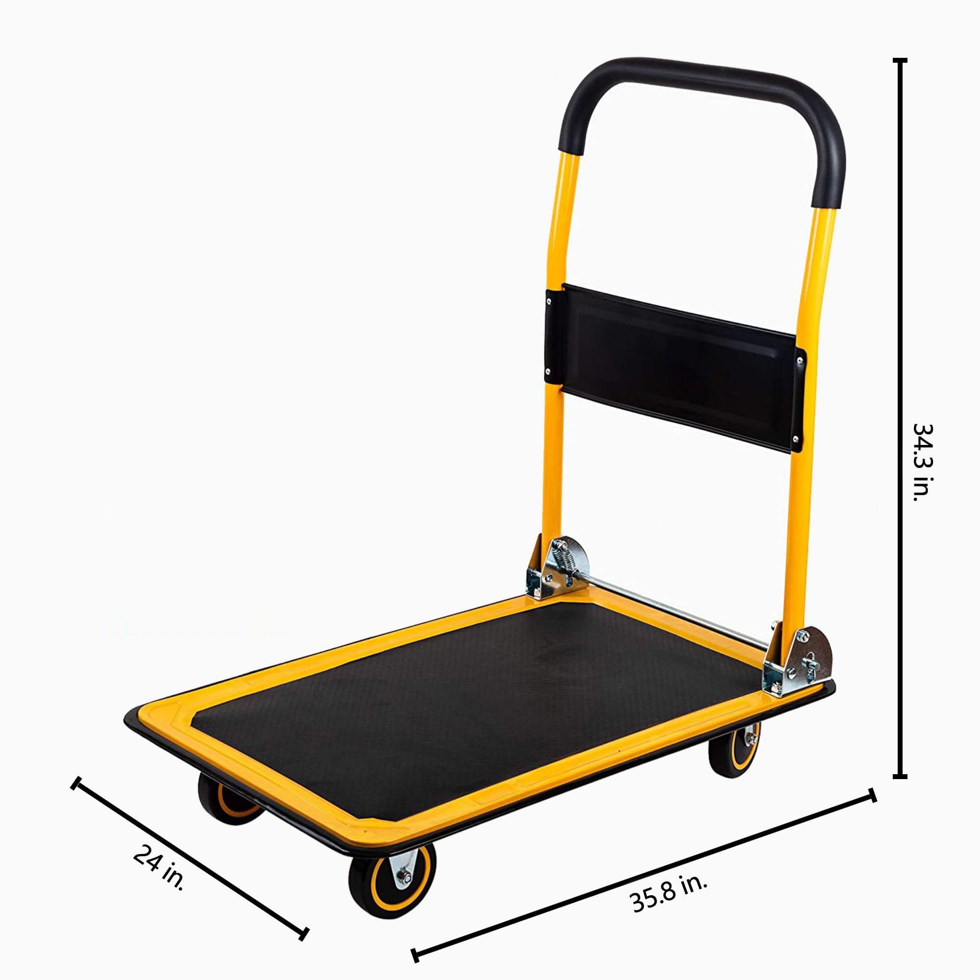 Donext Push Cart Dolly -600Lb, Platform Truck Capacity Heavy Duty Moving Hand Truck - Folding & Rolling, Yellow
