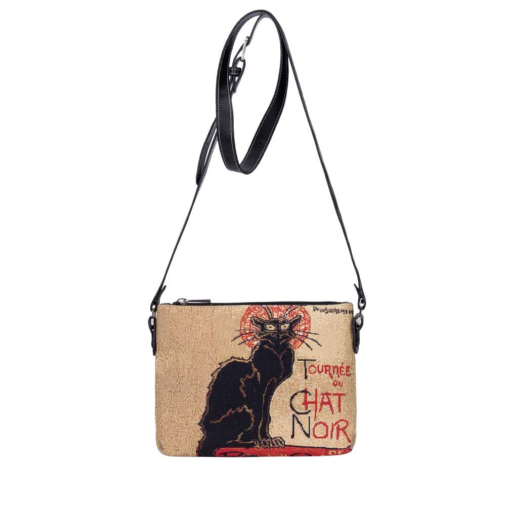 Signare Tapestry Crossbody Bag Shoulder Purse for Women In Theophile Steinlen Le Chat Noir Design (XB02-ART-TS-CHAT)