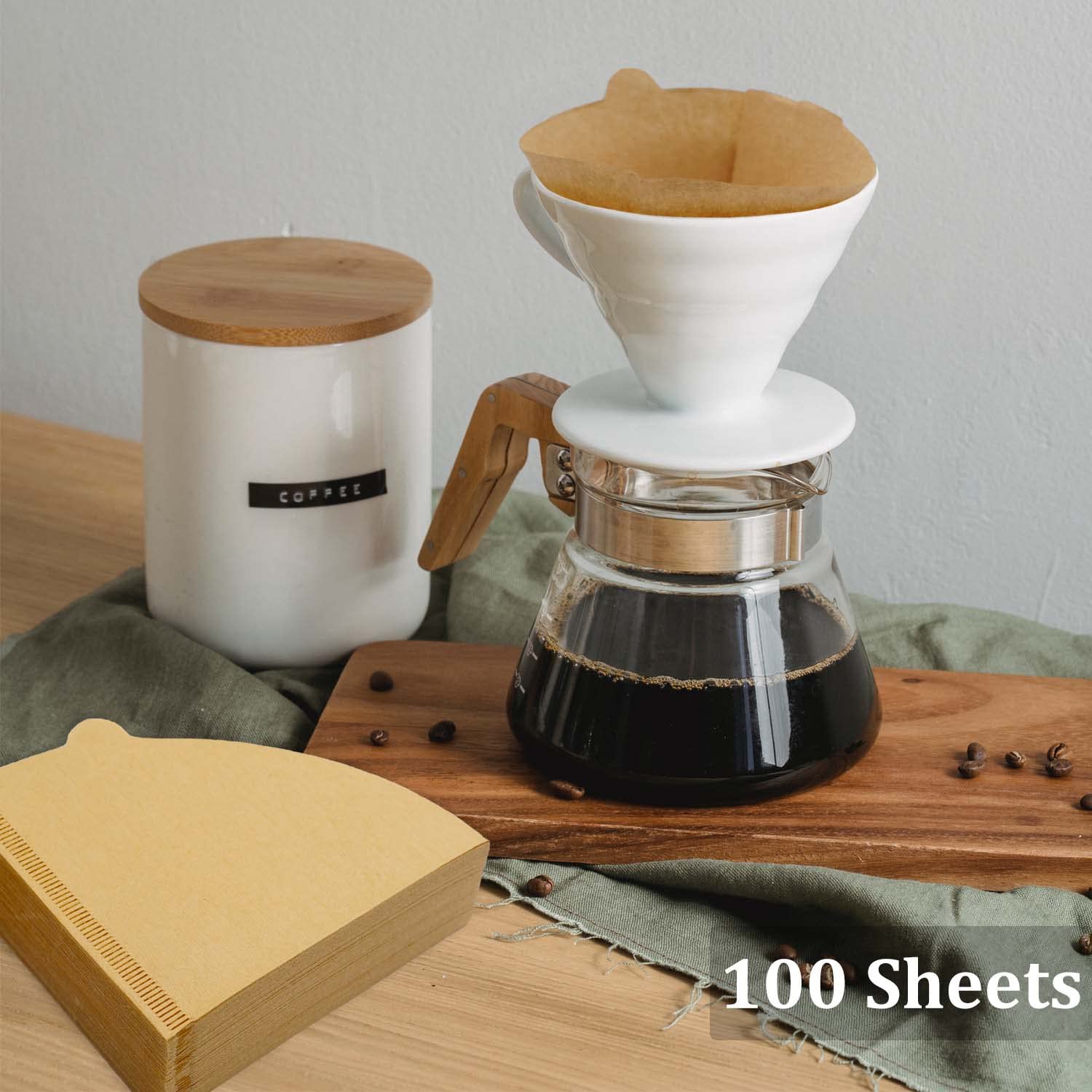 Coffee Filters Cone 01, 100 Count Unbleached Natural Brown 1-2 Cups Disposable Coffee Paper Filters, Compatible with V60 and Cone Shaped Pour Over Coffee Filter and Drip Coffee Maker