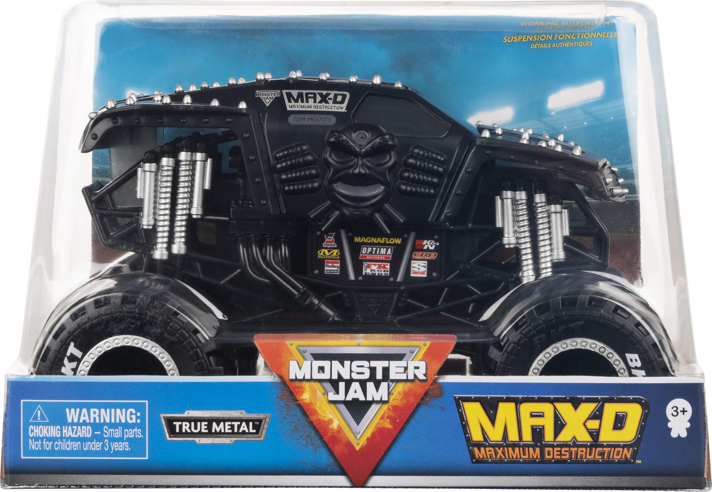 Monster Jam Official Max-D Monster Truck - Max-D Collector 1:24 Scale Die-Cast Vehicle - Chrome Rims and BKT Tread Tires for Use in All Playsets - Collectible for Fans & Birthday Parties