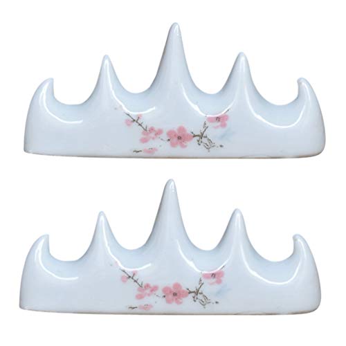 NUOBESTY Paint Brush Rest Stand 2pcs Calligraphy Brush Holder Rack Ceramic Brush Pen Rest Chopsticks Holder Wave Design for Chinese Japanese Calligraphy Practice Supplies Ceramic Chopsticks Rest