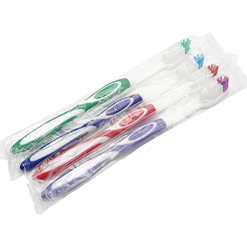 FactorDuty 100 Pieces Toothbrushes Individually Wrapped Medium Standard Classic Soft