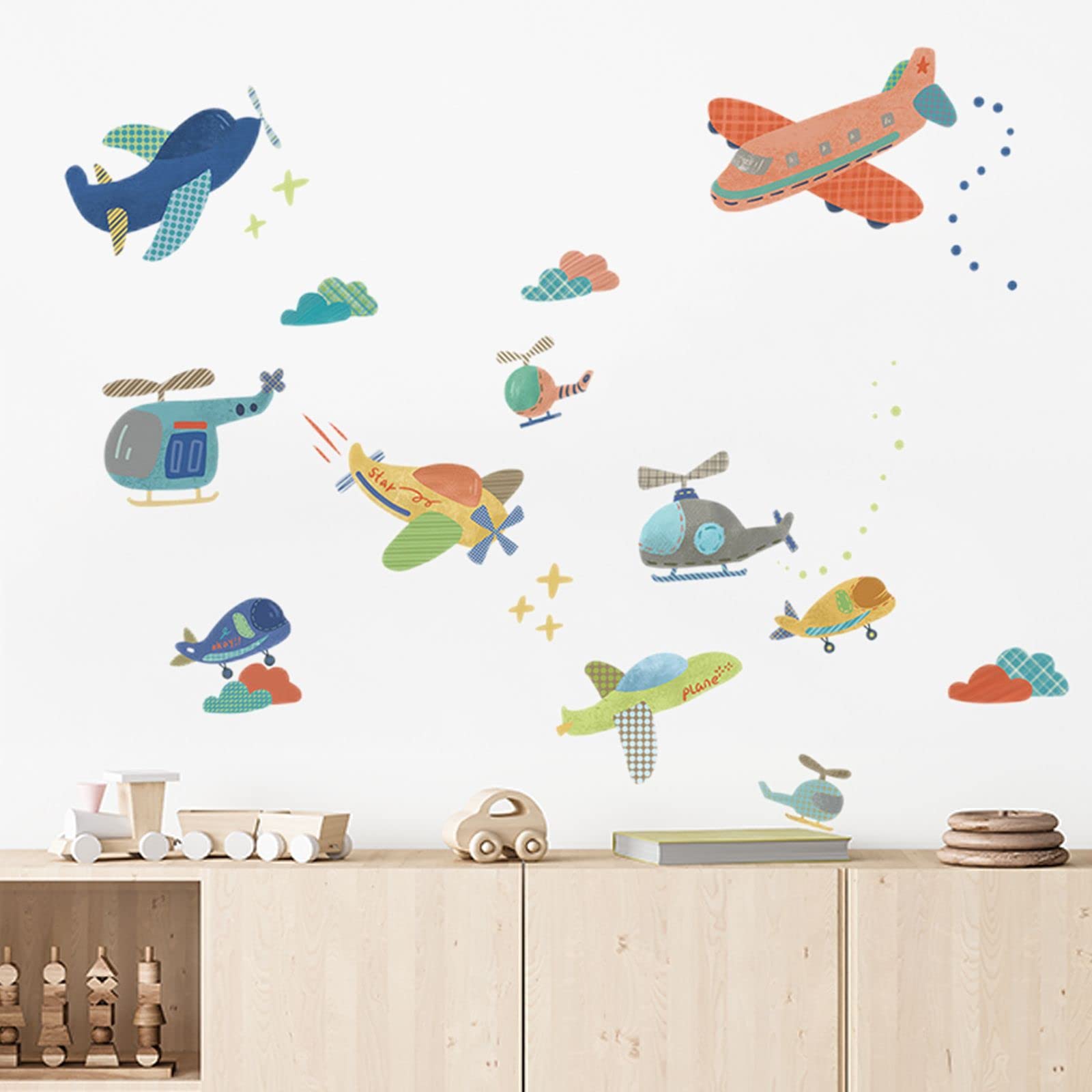 Cute Airplane Wall Decals Plane Wall Stickers for Bedroom Wall Art Mural for Living Room Kids Room Wall Decor…