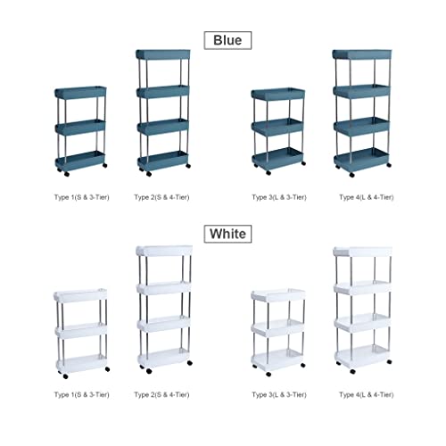 GRETD Kitchen Trolley 3/4 Tier Bedroom Snacks Cart Bathroom Storage Rack with Wheels Househlod Standing Shelf (Color : B, Size : 1pcs)