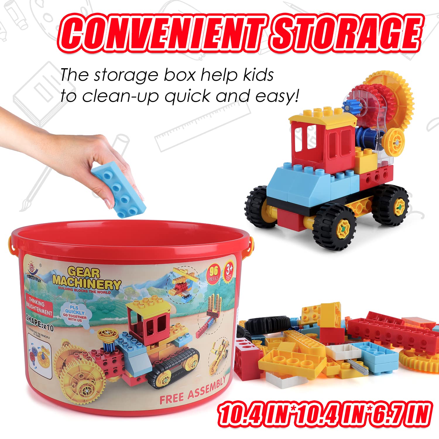 STEM Building Toys for Kids, 10Model Preschool Educational Learning Toys with Storage Box, Construction Engineering Erector Set Preschool Learning Toy,Birthday Gift for Boys Girls 3+ (96Pcs)