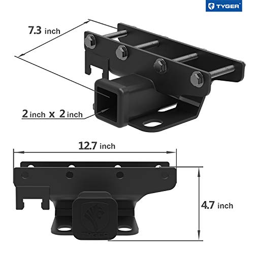 TYGER Towing Combo: 2inch Receiver Hitch & Wiring Harness & Hitch Cover Fits 2007-2018 Wrangler JK 2Dr & 4Dr (Exclude 2018 JL Models)