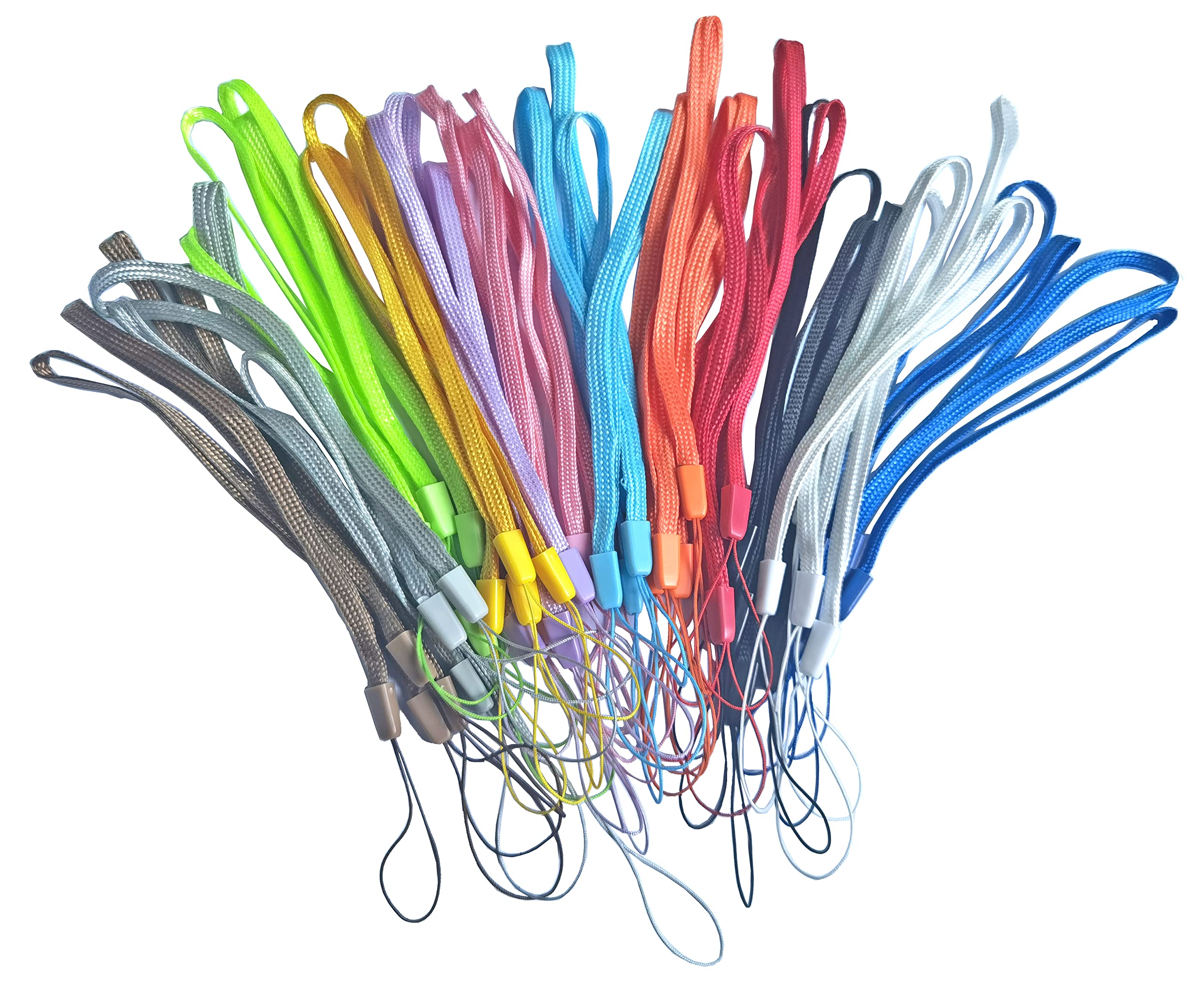 ColorYourLife Multi-Color Wrist Straps Lanyards Strings for USB Flash Drive Memory Stick Stylus Pens and Small Items with Microfiber Cloth (48 Pack), multicolor