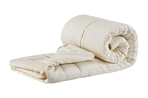 Sleep & Beyond 54 by 76-Inch Washable Wool Mattress Topper, Full, Natural