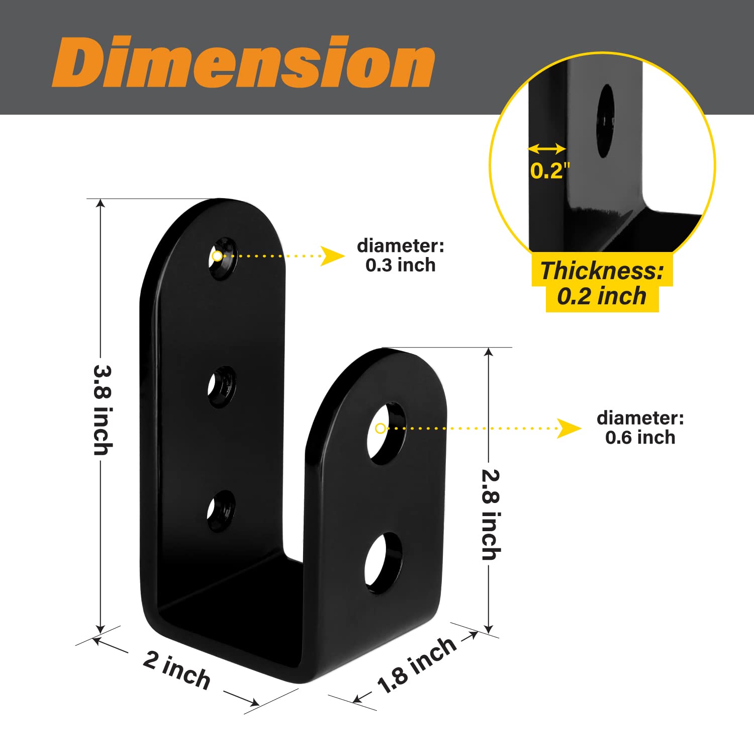 CABASAA 2x4 Door Barricade Brackets, Heavy Duty Open Bar Security Holder Bracket, Security Bar Door Stopper Fits 2x4 Boards Lumber, Door Jammer and Tool Hanger for Your Home (2 PCS)