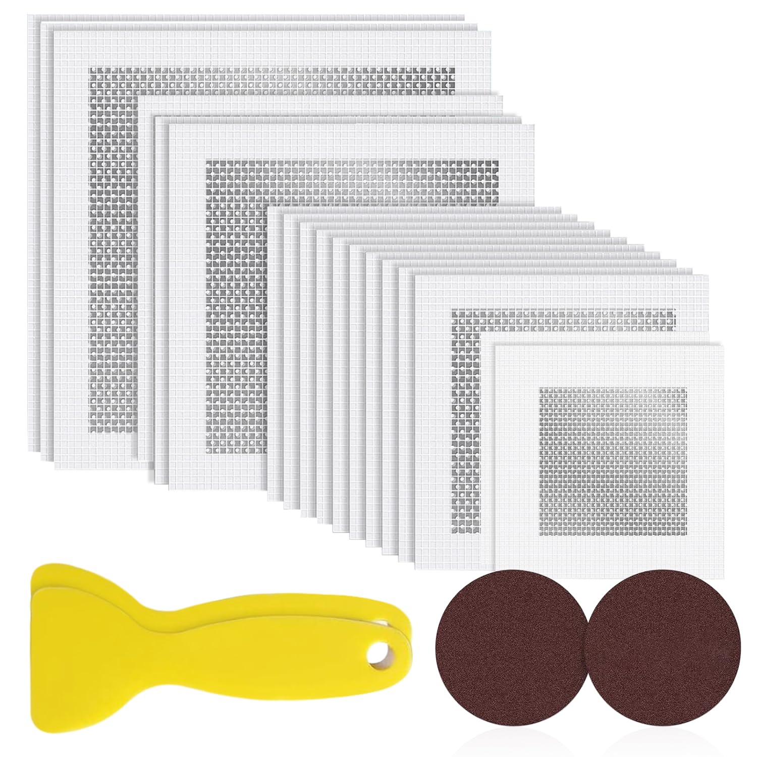 Drywall Repair Patch KitïŒ18 PCS 2/4/6/8 inch Aluminum Fiber Mesh Spackle Wall Reapair Patch Kit,Quick and Easy to Fix Wall HoleïŒWall Hole Repair Patch Kit