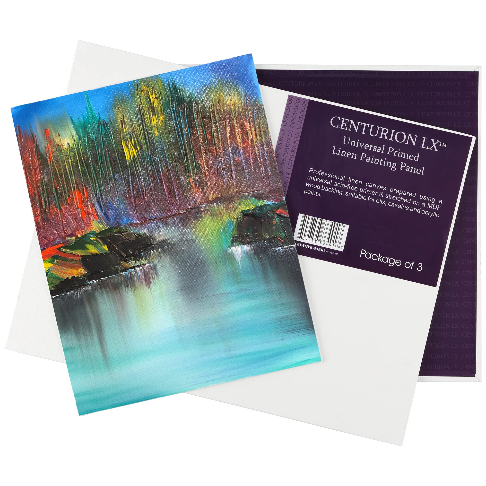 Centurion All-Media Primed Linen Panels - 8x10 3 Pack - 11oz Universal Primed Canvas Boards for Painting, Mounted on MDF Wood, Non-Warping, Ideal for Artists, Professionals, Painters, Students