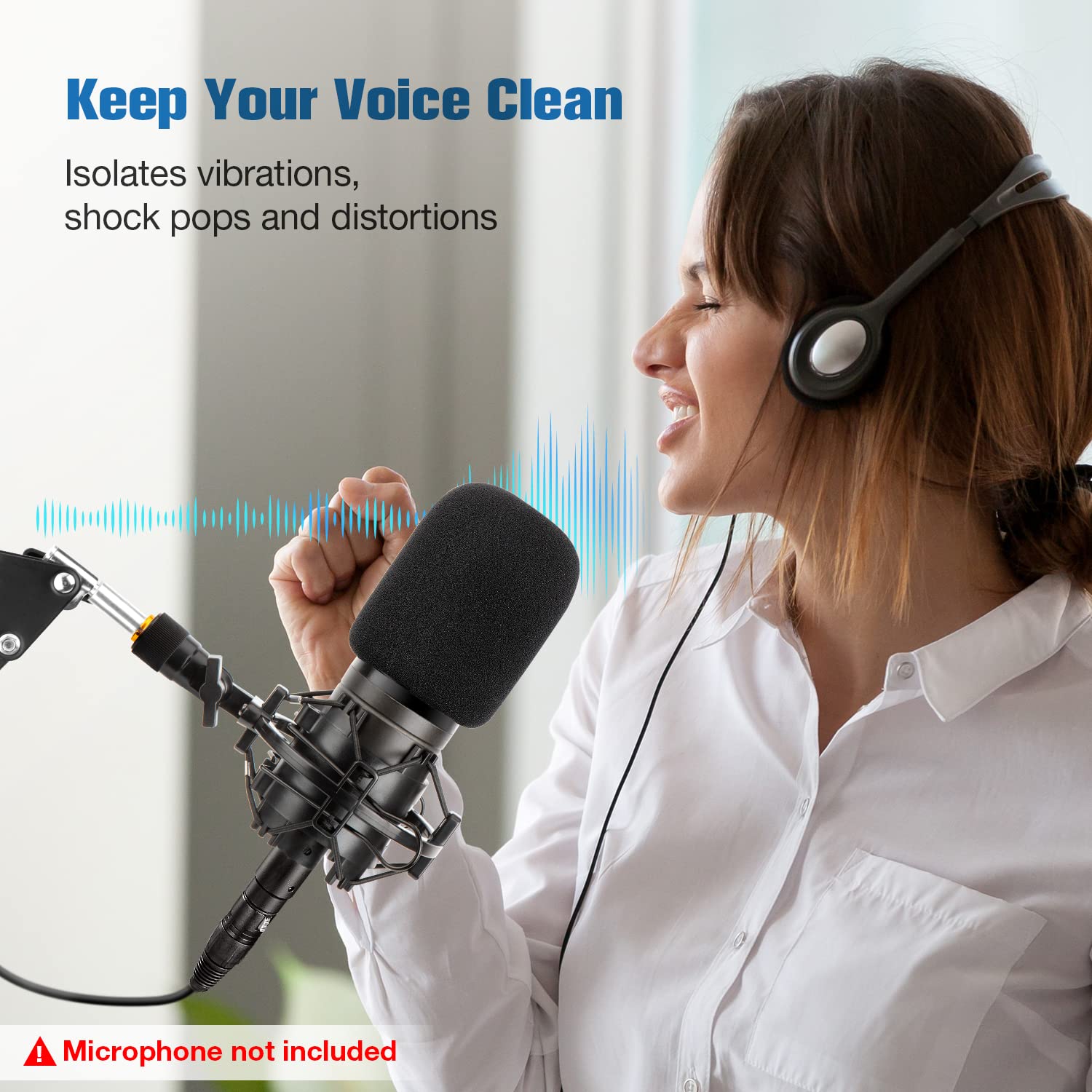 WIBOND Shock Mount Compatible with Shure SM7B microphone, SM7B Mic Mount Reduces Vibration Shock Noise, Alloy Shure Shock mount Matching Shure SM7B Mic Boom Arm Mic stand