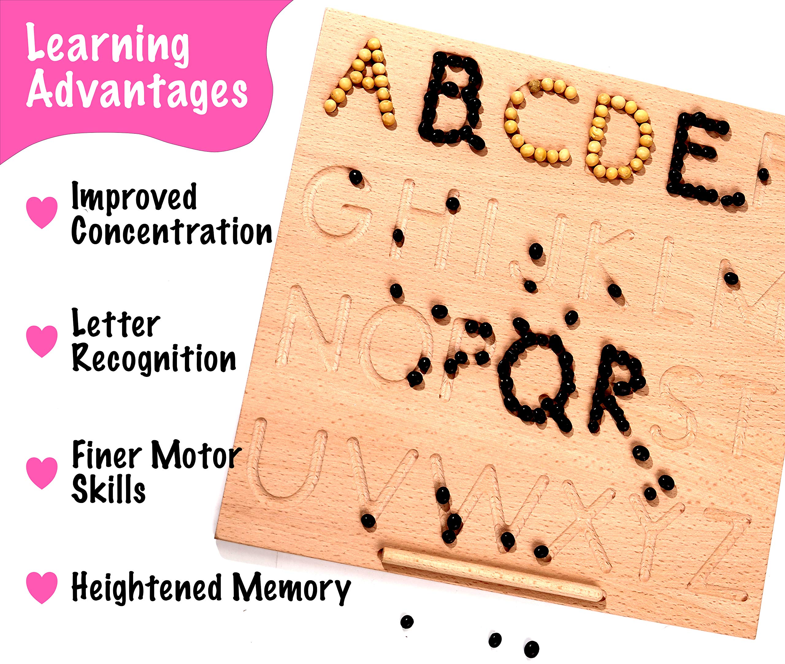 Montessori Mama Alphabet Tracing Board | Learn to Write Letter Boards | Educational Toys Preschool Learning | Reversible Wooden Letters Alphabet Toys