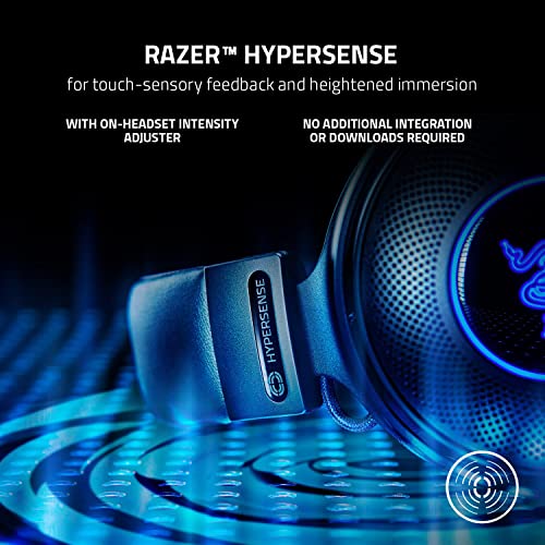 Razer Kraken V3 Pro HyperSense Wireless Gaming Headset w/Haptic Technology: Triforce Titanium 50mm Drivers -THX Spatial Audio - Hyperspeed Wireless - Fabric & Leatherette Memory Foam Cushions(Renewed)