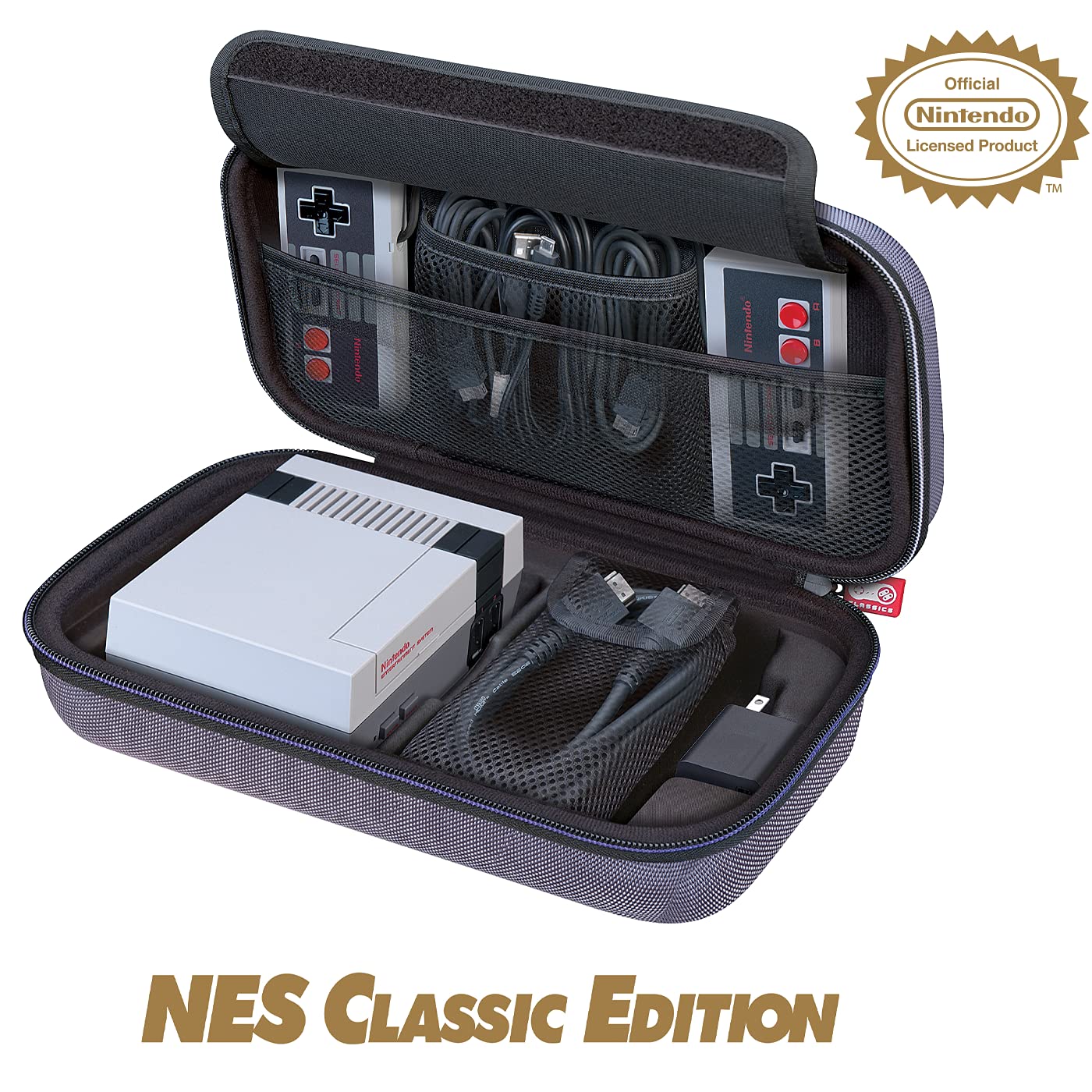 Officially Licensed Nintendo Super Nintendo Classic Entertainment System Carrying Case β Protective Deluxe Travel System Case β Grey Ballistic Nylon Exterior