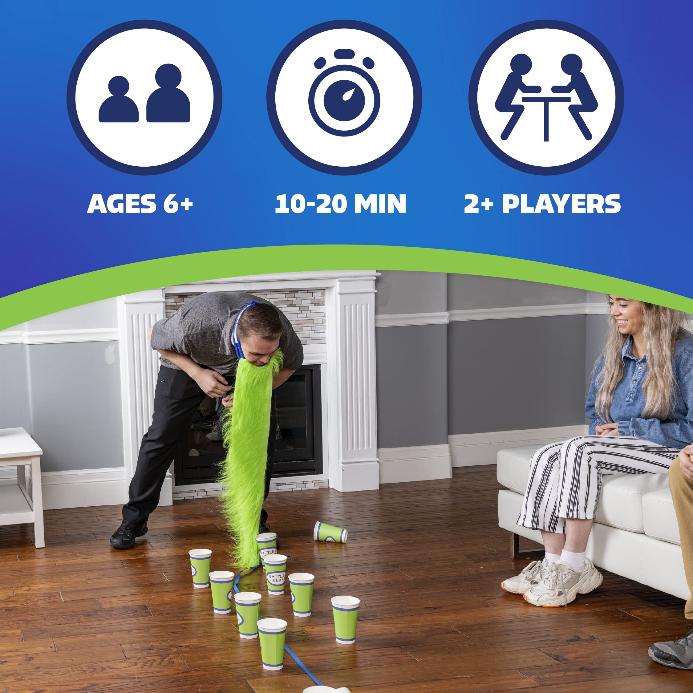 Squirrel Products Battle of The Beards Funny Party Game, White Elephant Minute to Win It Game for Kids & Adults, Family Game Night Activity for Ages 6+
