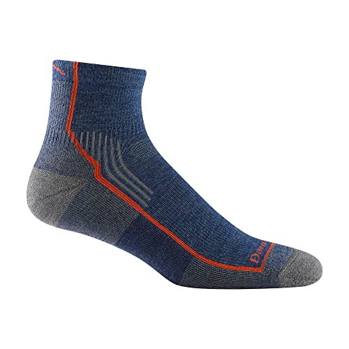 Darn Tough Men's Hiker Quarter Midweight with Cushion Hiking Sock (Style 1959) - Dusk Denim, Large