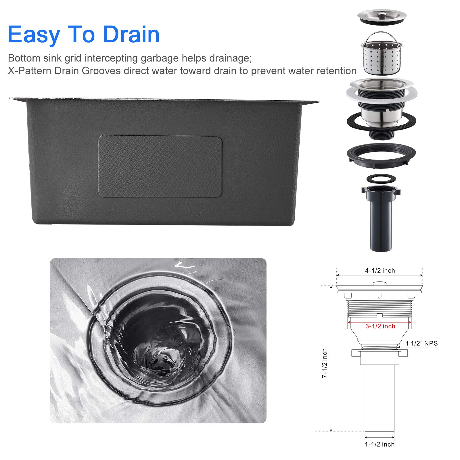 MENATT 20-inch Undermount Kitchen Sink, SUS304 Stainless Steel Handmade Single Bowl Kitchen Sink with Sink Strainer (Brushed), 20"x16"x9"