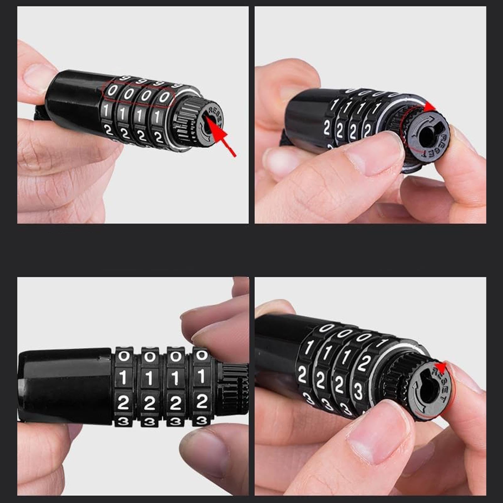 Cable Lock, Anti Theft Security Lock, Thick Heavy Duty Braided Steel Cable Lock, Self Coiling Resettable Combination Code, Security Lock for Outdoor Equipment Combination Key Lock