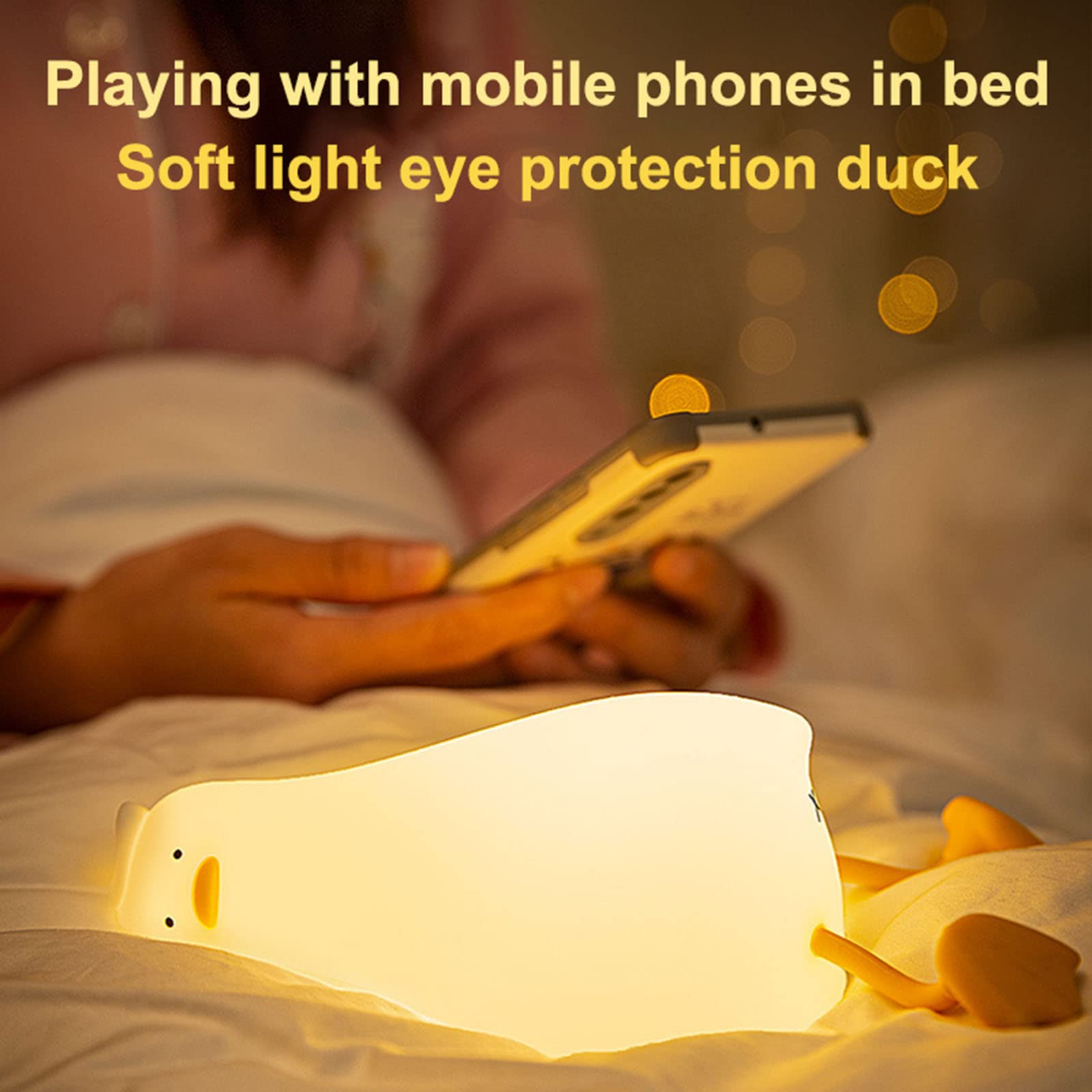 Cute Night Light Duck Lights Touch Nursery Lamp Baby Silicone Nightlight Funny Lamps for Kids Bedroom Bedside