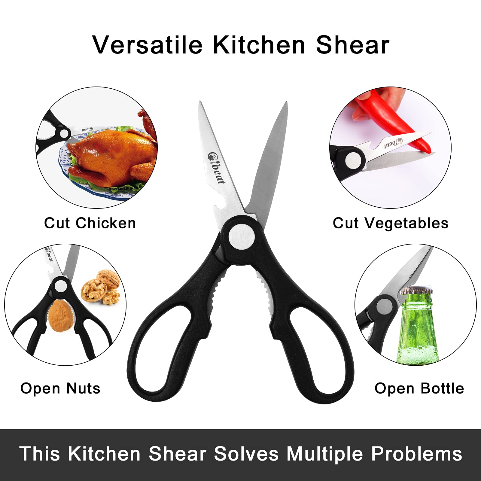 Cibeat 6 Piece Metallic Knife Set With Case, Sharp Kitchen Knife Set Professional, Dishwasher Safe Stainless Steel Knives Set For Cooking, Black - Scratch Resistant & Rust Proof
