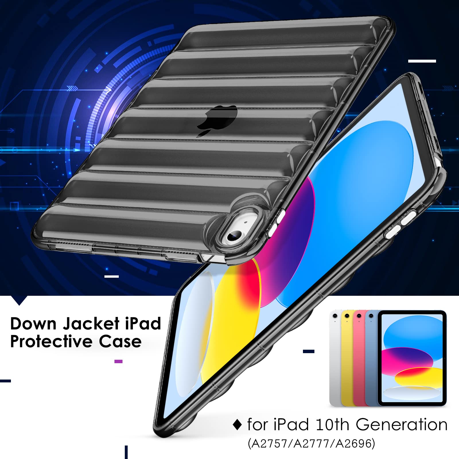 DTTOCASE for iPad 10th Generation Case 2022, Air Cushion Clear iPad 10.9 Inch Soft Case, Transparent [Yellowing Resistant,Anti-Fingerprint,Anti-Scratch], Lightweight, Slim - Clear