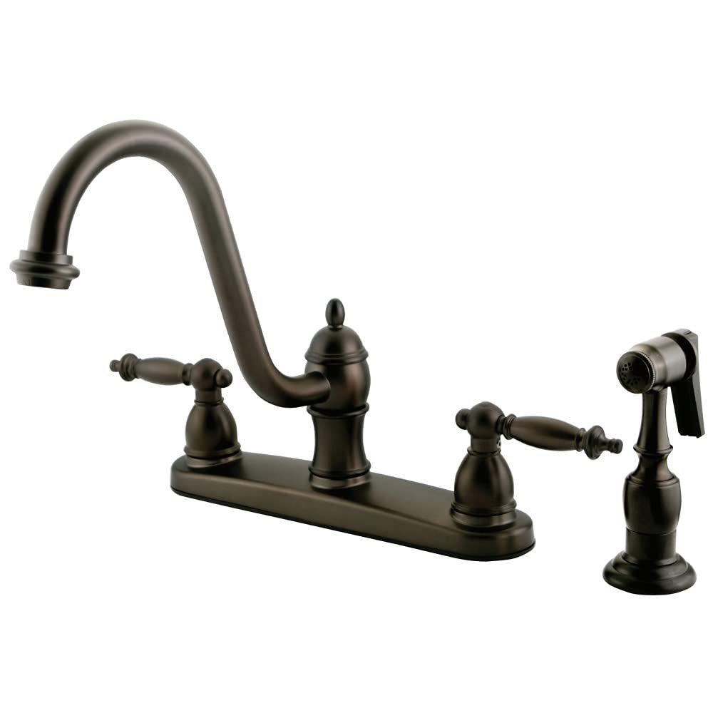 Kingston Brass KB3115TLBS Templeton 8-Inch Kitchen Faucet with Brass Sprayer, Oil Rubbed Bronze