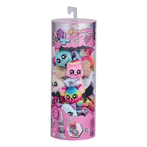 SCRUNCHMIEZ 96553 Seven Pack, Exclusive Magically transforms from Hair Scrunchie to Cute Plush Friend as Well as Backpack Clip. So Many Characters to Collect & wear
