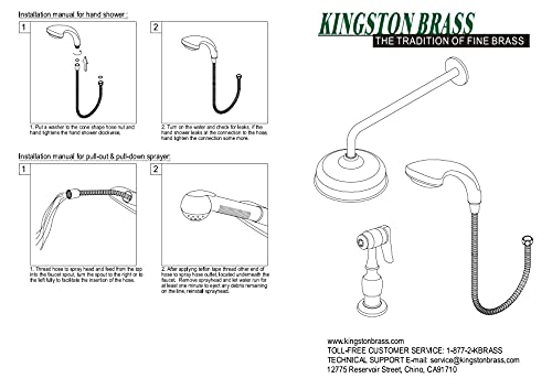 Kingston Brass Gourmetier KBS122SP Kitchen Faucet Sprayer, Black