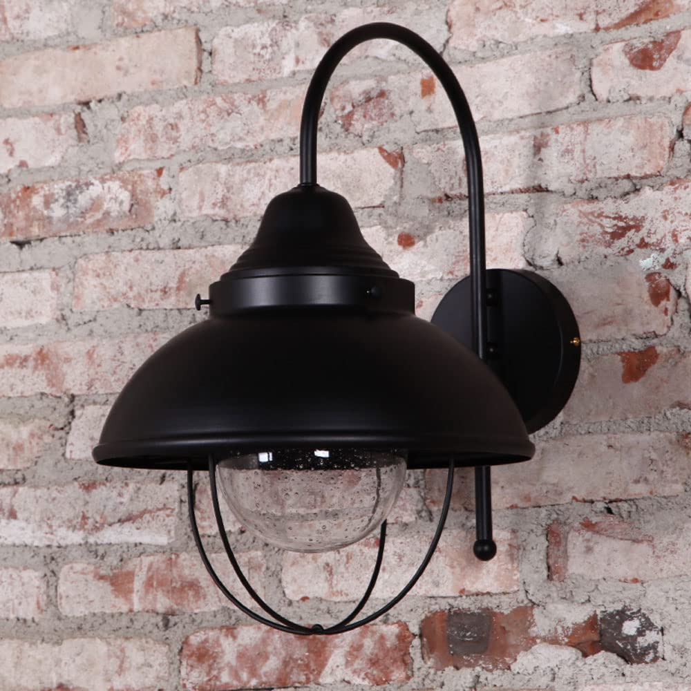 SDUYTEG 1 Light Outdoor Wall Lantern Clear Glass Matte Black Porch Lights Rustic Lantern Wall Sconce Outdoor for Outside Deck Garage Yard Front Door Garden Home