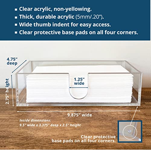 Sicily Guest Hand Towel Holder (5mm Acrylic) Multifold Paper Towel Dispenser (9.87”W x 4.75”D x 2.75”H) Hand Towel Napkin Holder for Bathroom and Kitchen Countertop - Bathroom Napkin Holder