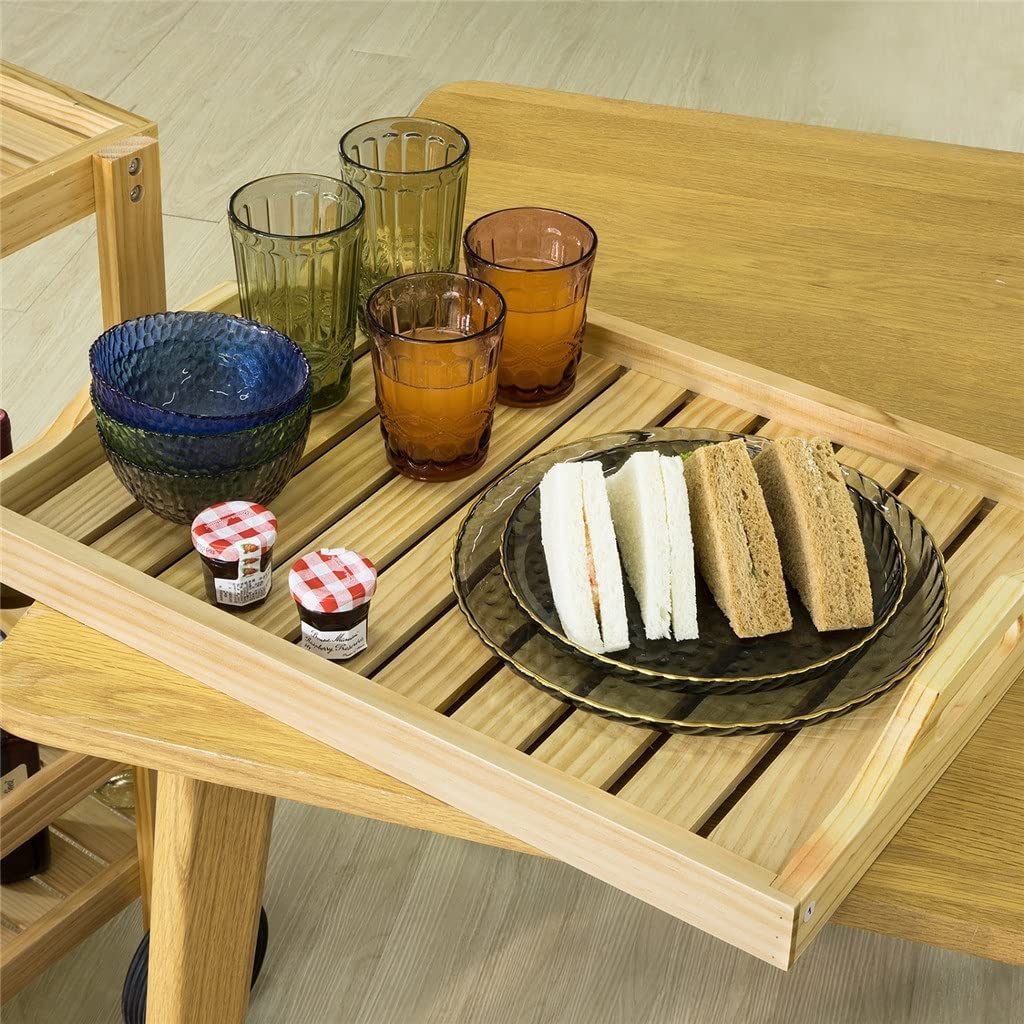 CXDTBH Serving Trolley with Bottle Holder and a Removable Tray Kitchen Trolley Trolley Trolley Bar Cart