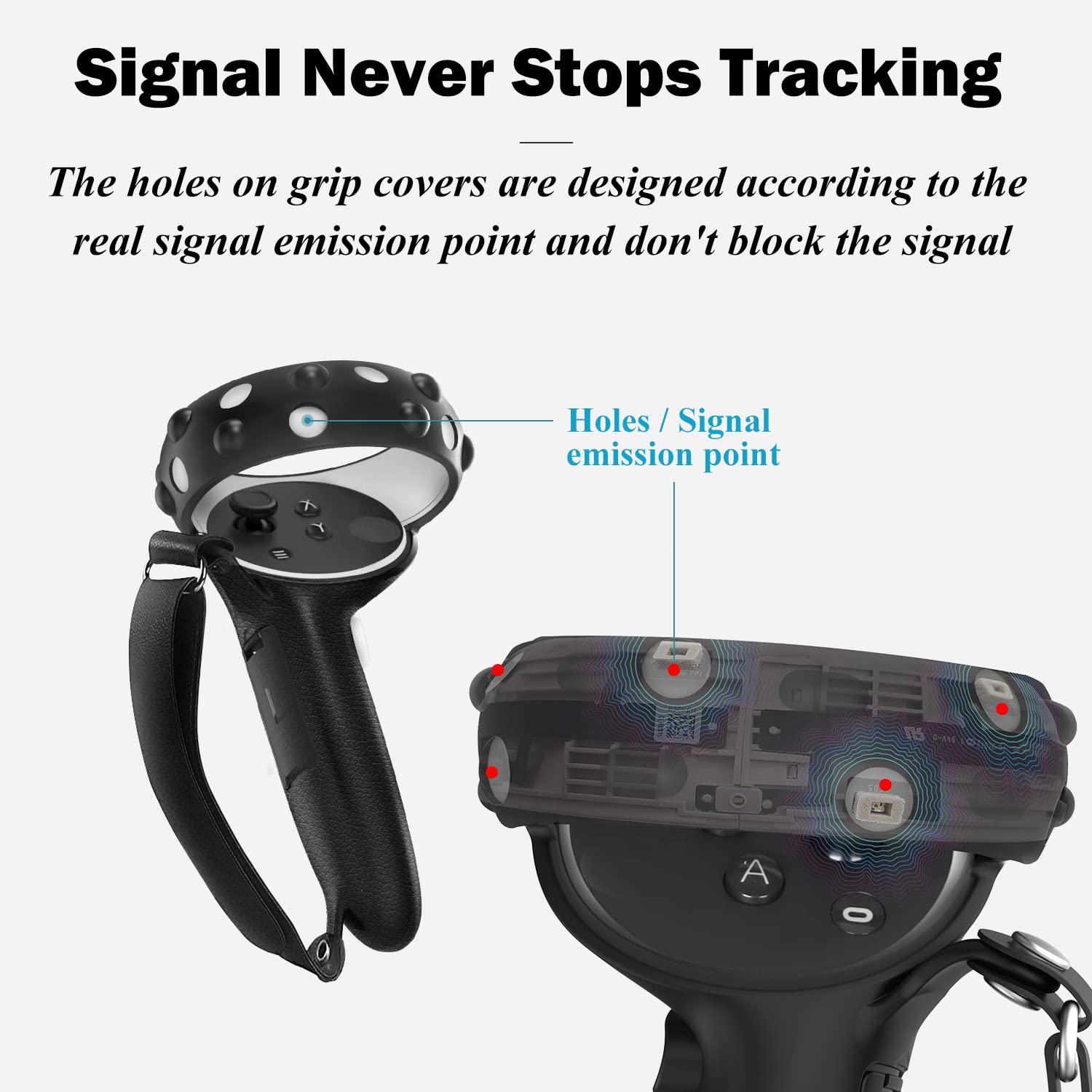 Controller Grips Cover for Oculus Quest 2, Lengthen Controller Grip Protector with Battery Opening for Oculus Quest 2 Accessories(Black)