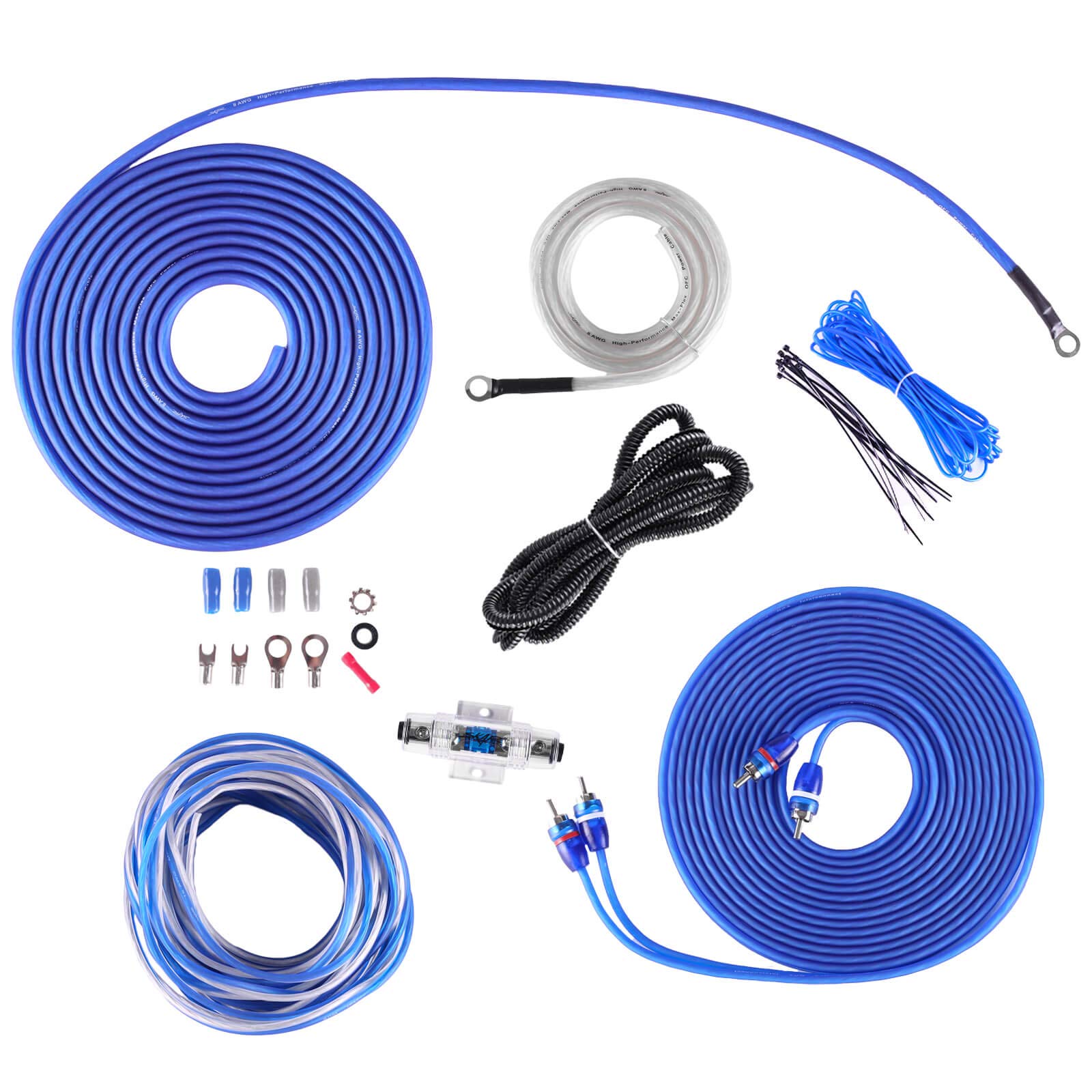 Skar Audio MA-8 D2 Single 8" 400W RMS Subwoofer Package with RP-350.1D Amplifier and 8 Gauge OFC Amp Wiring Kit