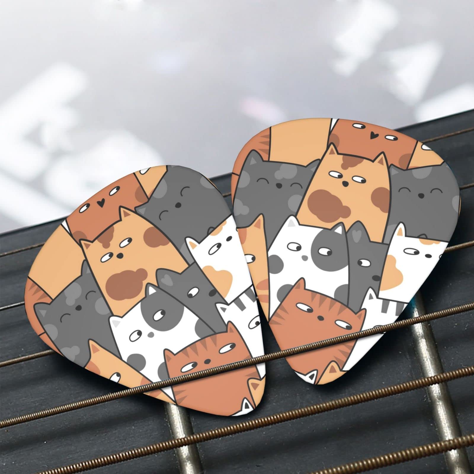 Cute Cat Guitar Picks For Guitar Players,Guitar Picks For Acoustic Guitar,Classical Triangle for Bass, Electric Acoustic Guitars 12 Pack