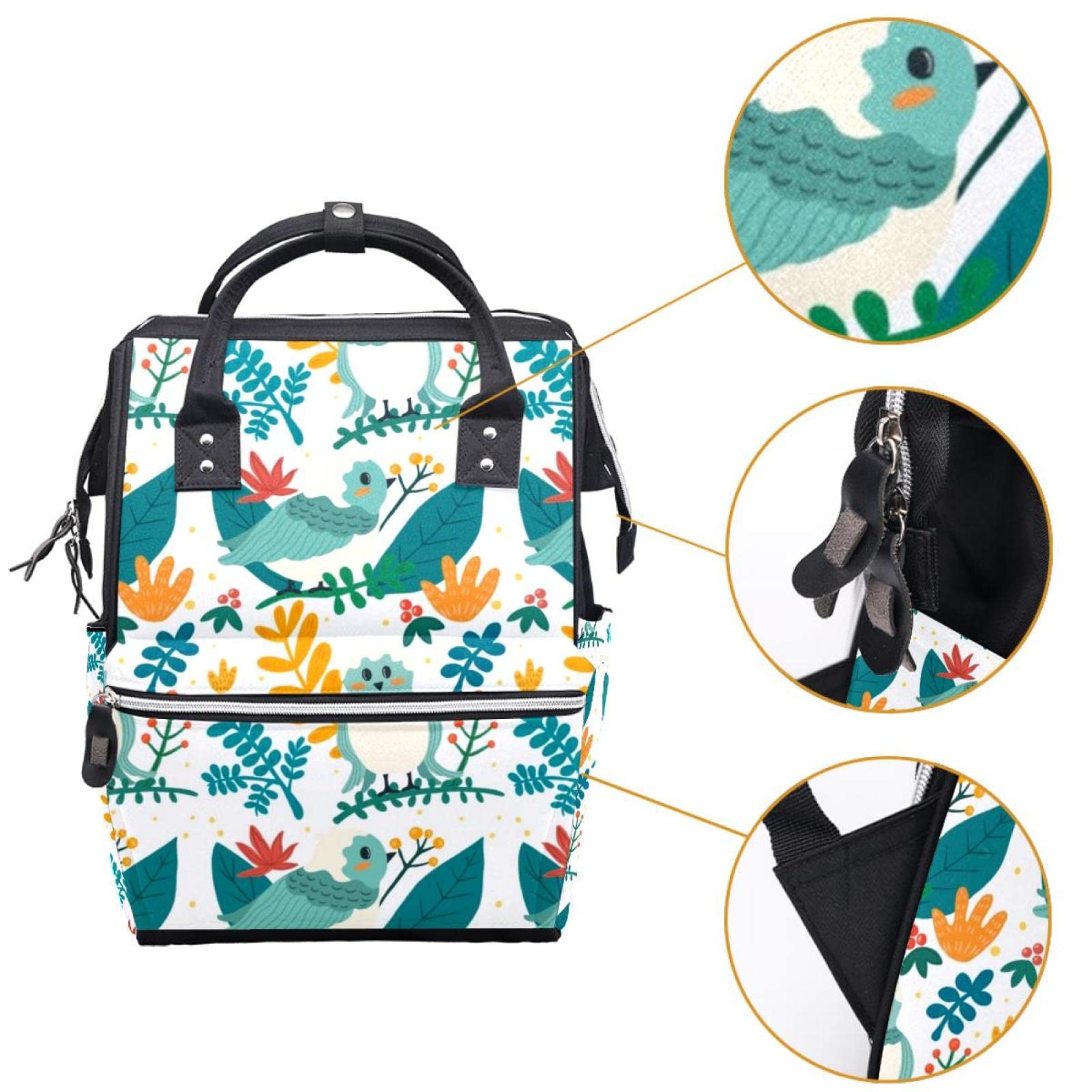 Cute Tit Bird Diaper Bag Backpack Baby Nappy Changing Bags Multi Function Large Capacity Travel Bag