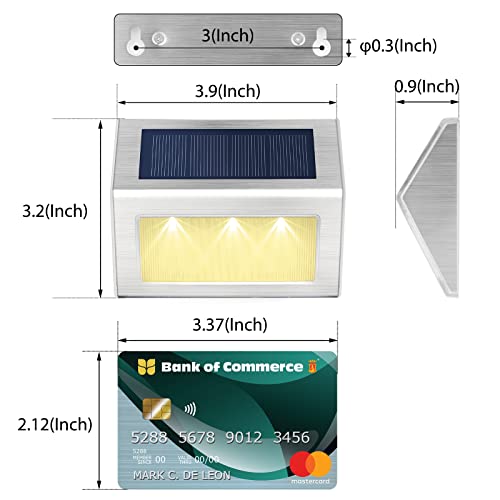 SEABLE Solar Step Light, Waterproof LED Solar Deck Lights Stainless Steel Solar Fence Lights for Garden Yard Patio Deck(Warm Light 2-Pack)