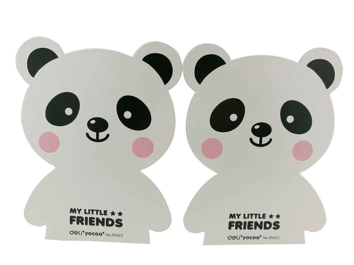 Winterworm Cartoon Cute Lovely Panda Bear Pattern Nonskid Heavy Metal Office Desk Bookends for Kids Children (White)