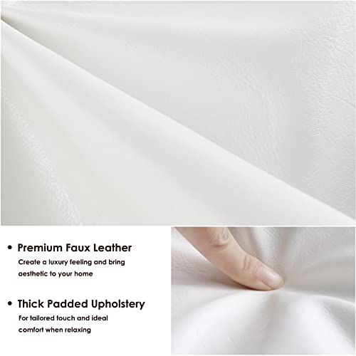 HOSTACK Full Bed Frame with 4 Storage Drawers, Upholstered Platform Bed Frame with Button Tufted Headboard, Heavy Duty Mattress Foundation with Wooden Slats, No Box Spring Needed (White, Full)