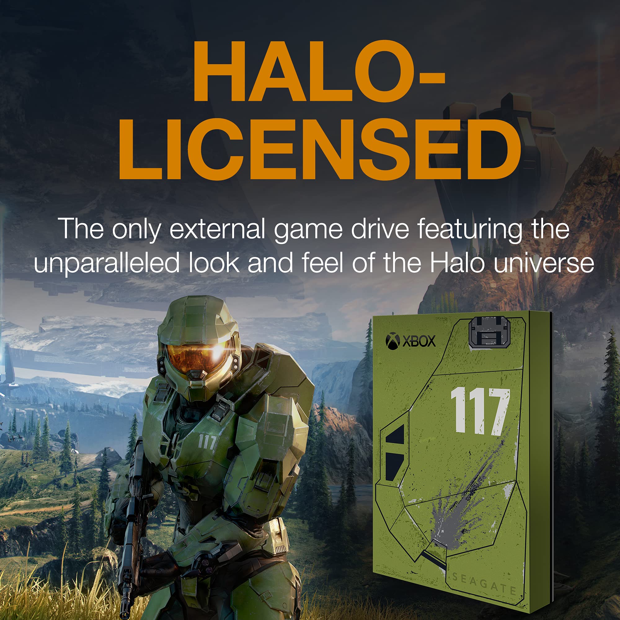 Seagate Game Drive for Xbox Halo Infinite SE 5TB External Hard Drive HDD - 3.5 Inch, USB 3.2 Gen 1 for Xbox One and Xbox Series X|S, customizable RGB LED lighting and Rescue Services (STKX5000400)