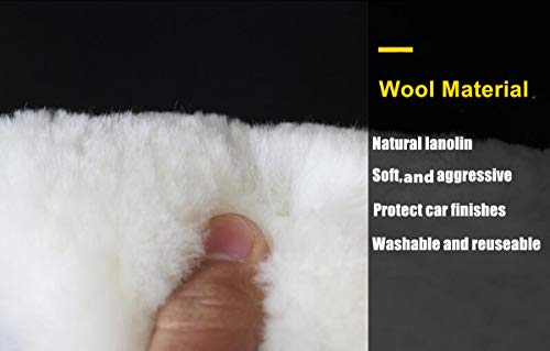 Inzoey Wool Polishing Pad 7 Inches Soft Sheepskin Buffing Pads with Hook and Loop Back Wool Cutting Pad for Car, Furniture, Glass and So On (Pack of 2)