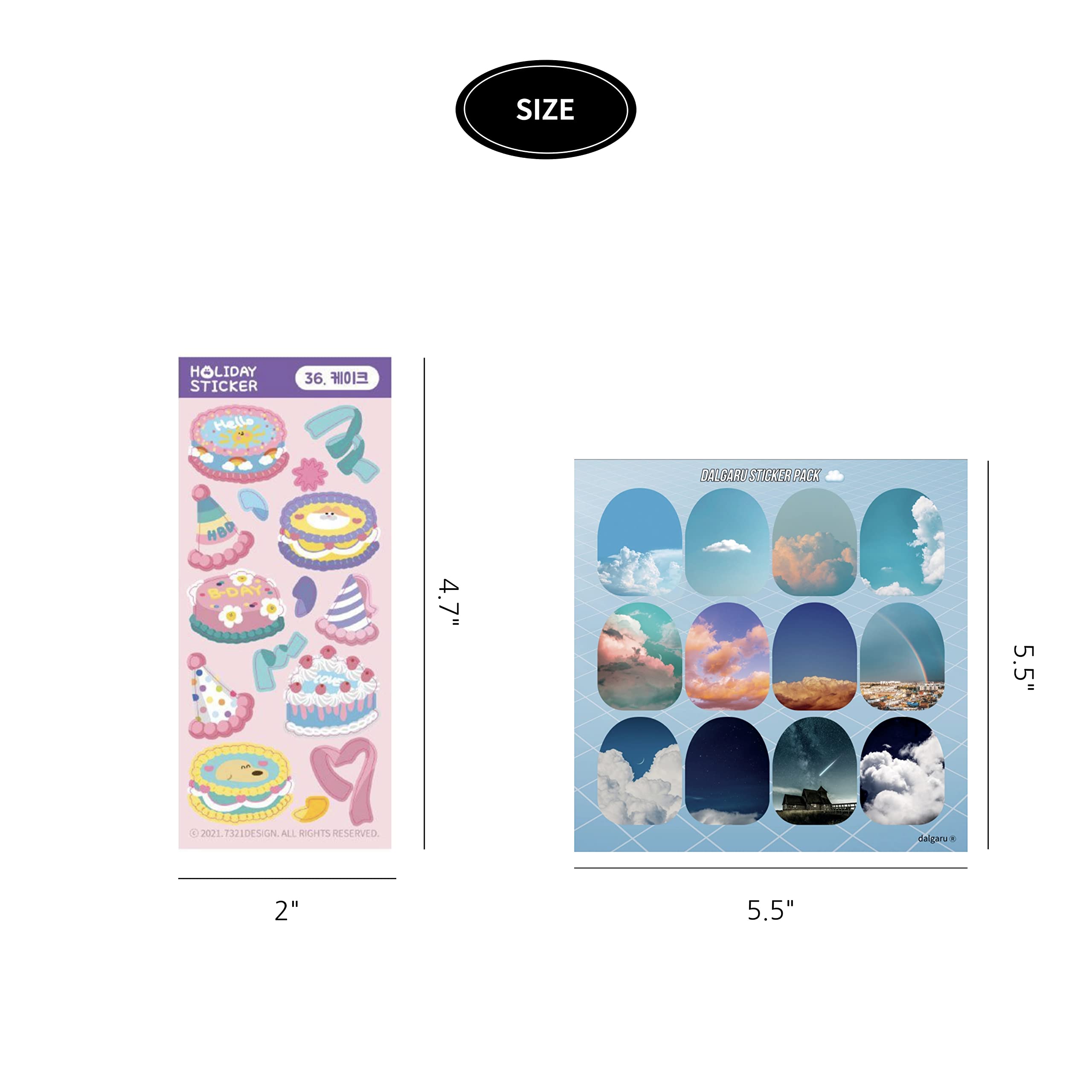 Cute Essential Kawaii Korean Removable Aesthetic Stationery BULK Sticker Pack - 42 Sheets (Total 650+) & 1 dalgaru cloud sticker sheet for polco, toploader, photocards, planners, diaries, journals, scrapbooks / gift for for girls, women, college, school