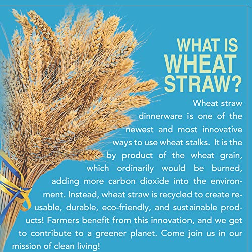 Wheat straw Dinnerware Set 40 Piece - Lightweight, Eco-Friendly, plastic dinnerware set, Microwave Dishwasher Safe Unbreakable Plates, Bowls, Cups, Camping, Kitchen, RV